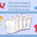 Printable Mazes for Kids With Solutions Sea Animals Coloring - Etsy