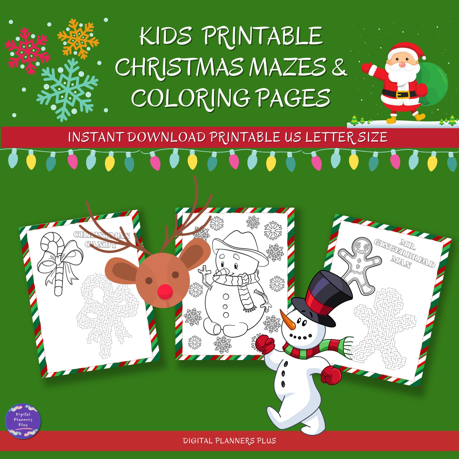 Kids Printable Christmas Mazes and Solutions, Christmas Coloring Pages ...