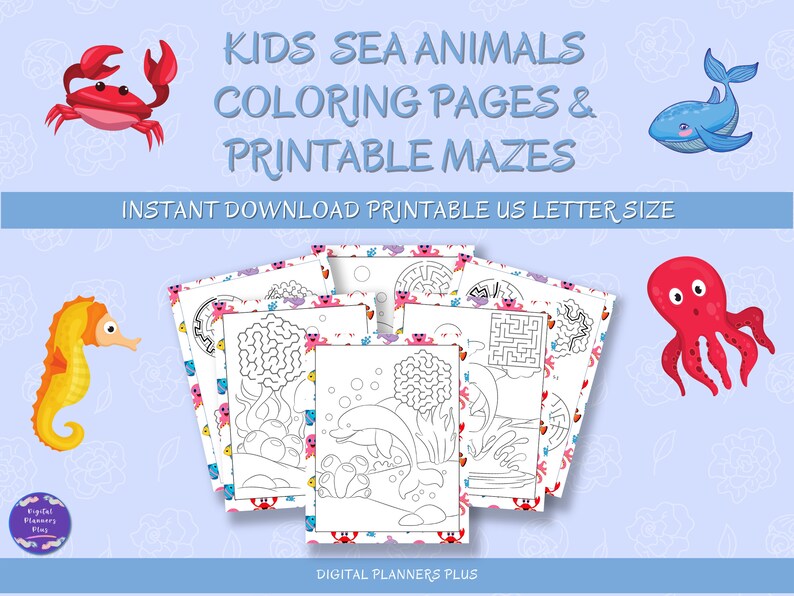 Printable Mazes for Kids With Solutions, Sea Animals Coloring Pages ...