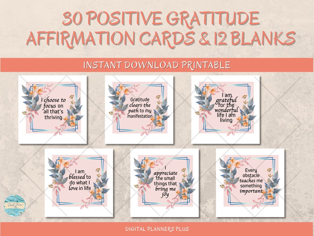 Gratitude Affirmation Cards: 42 Printable Positive Affirmations (PDF ...