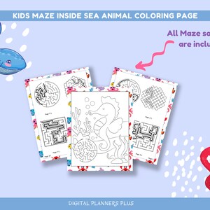 Printable Mazes for Kids With Solutions, Sea Animals Coloring Pages ...