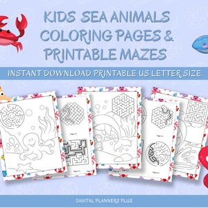 Printable Mazes for Kids With Solutions, Sea Animals Coloring Pages ...