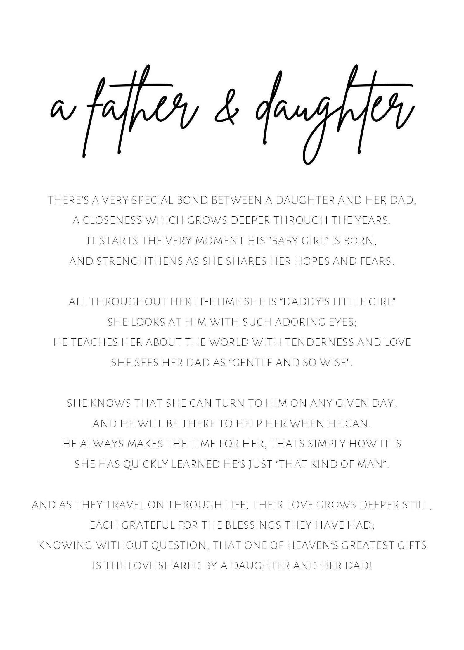 Father and daughter poem for dad poem for daughter | Etsy