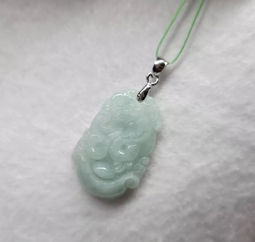 VINTAGE Jadeite Green/white Jade Snake Pendant Silver Tone Bail 2025 ...