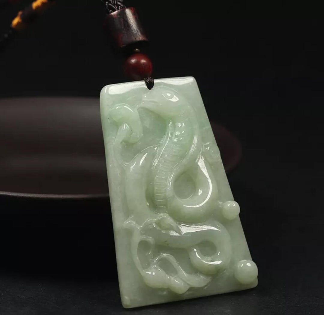 VINTAGE Jadeite Green Jade Snake Pendant Chinese Zodiac 2025 Year of ...