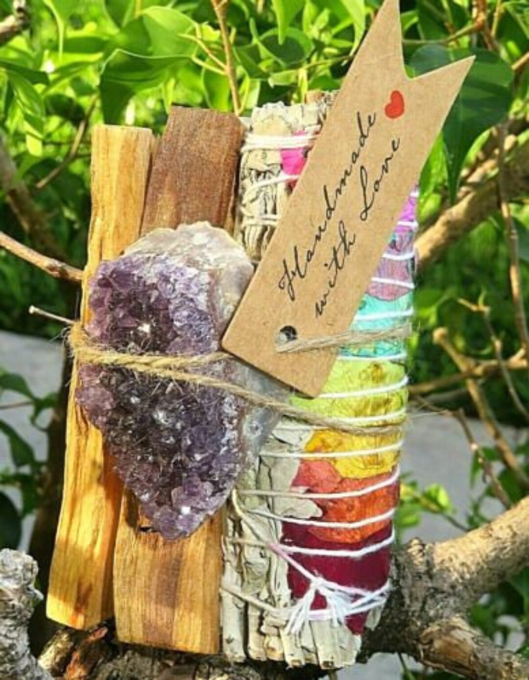 Meditation Kit Smudge and Crystals Selenite, Amethyst, Palo Santo,7 ...