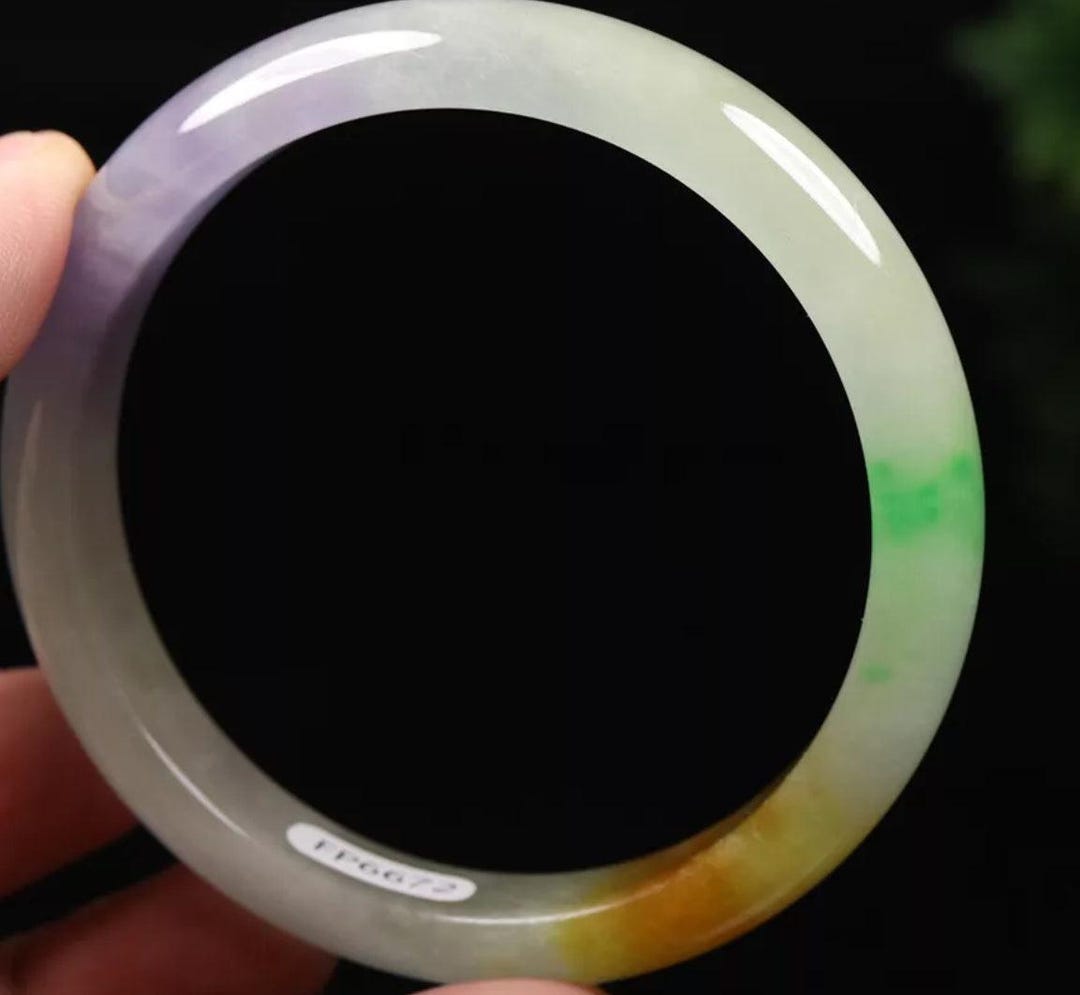 VINTAGE Large Jadeite Brown/green/lavender Jade Bangle Size 60mm J397 ...