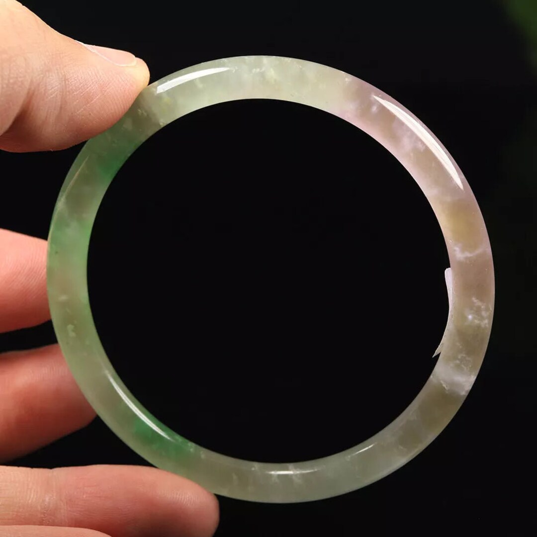 VINTAGE Large Jadeite Green/lavender Jade Bangle Size 60mm Round ...