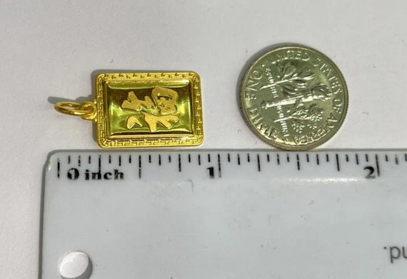 VINTAGE 24K Yellow Gold Happiness Chinese Symbol Pend… - Gem