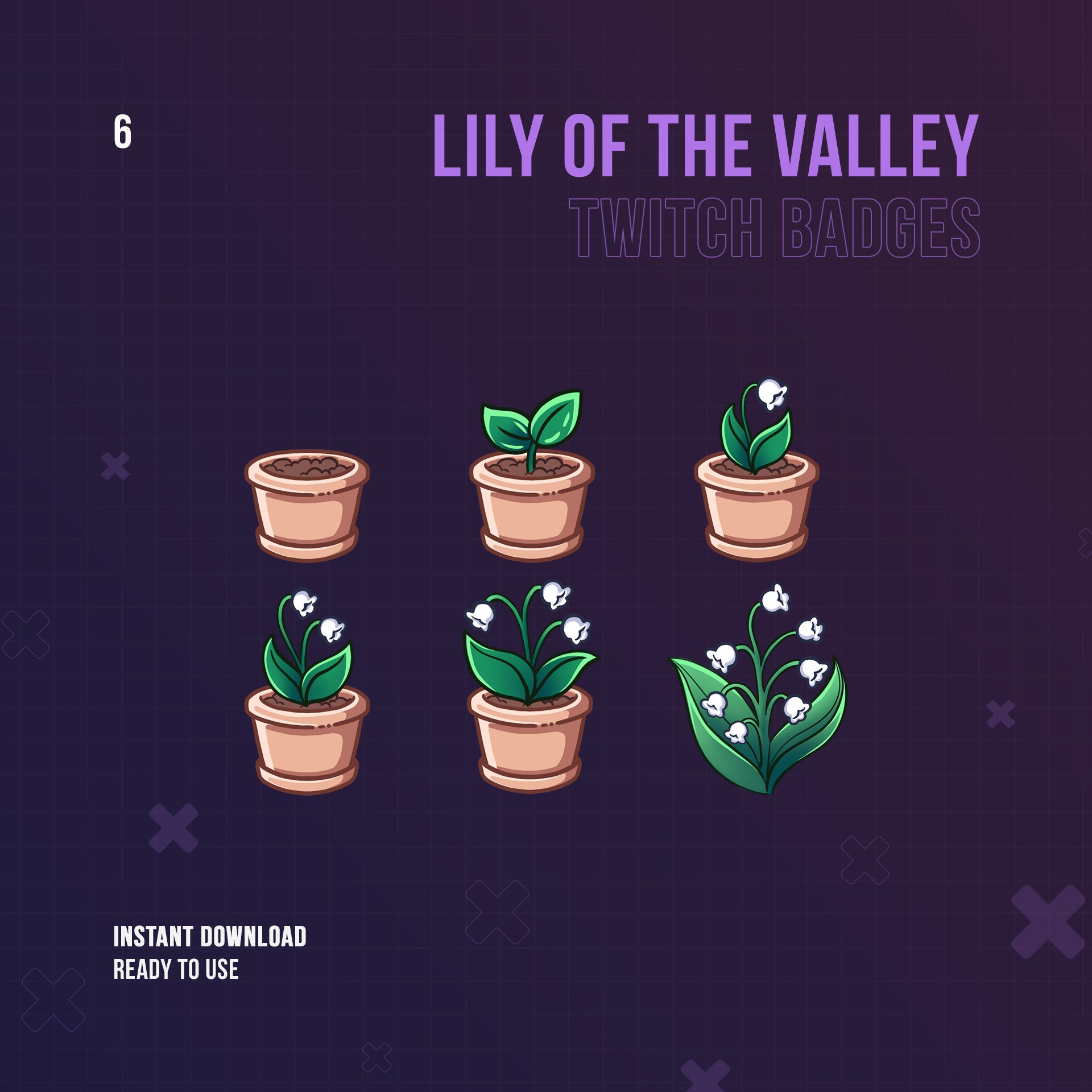 Lily of the Valley Twitch Badges | Stream Sub & Bit Badge | Flower Bit ...