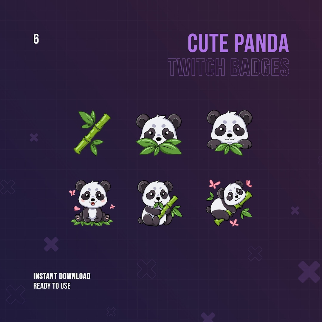 Panda Twitch Badges | Stream Sub & Bit Badges | Cute Bit Badges ...