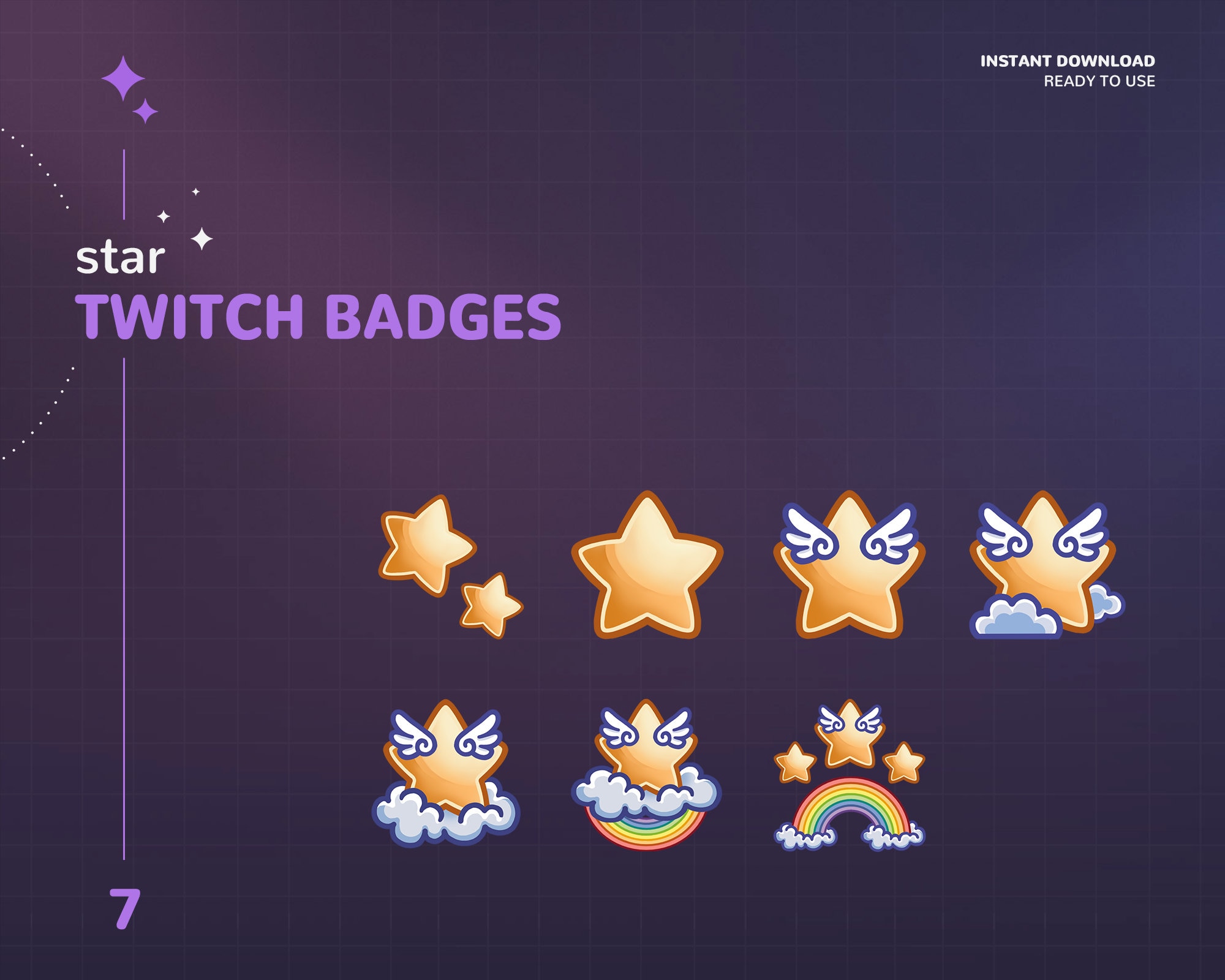 Star Twitch Badges | Rainbow Twitch Badges | Stream Sub and Bit Badges ...