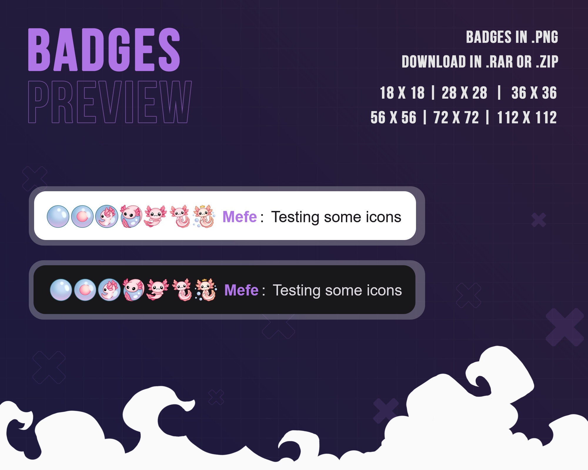 Axolotl Twitch Badges | Cute Twitch Badges | Stream Sub & Bit Badges ...