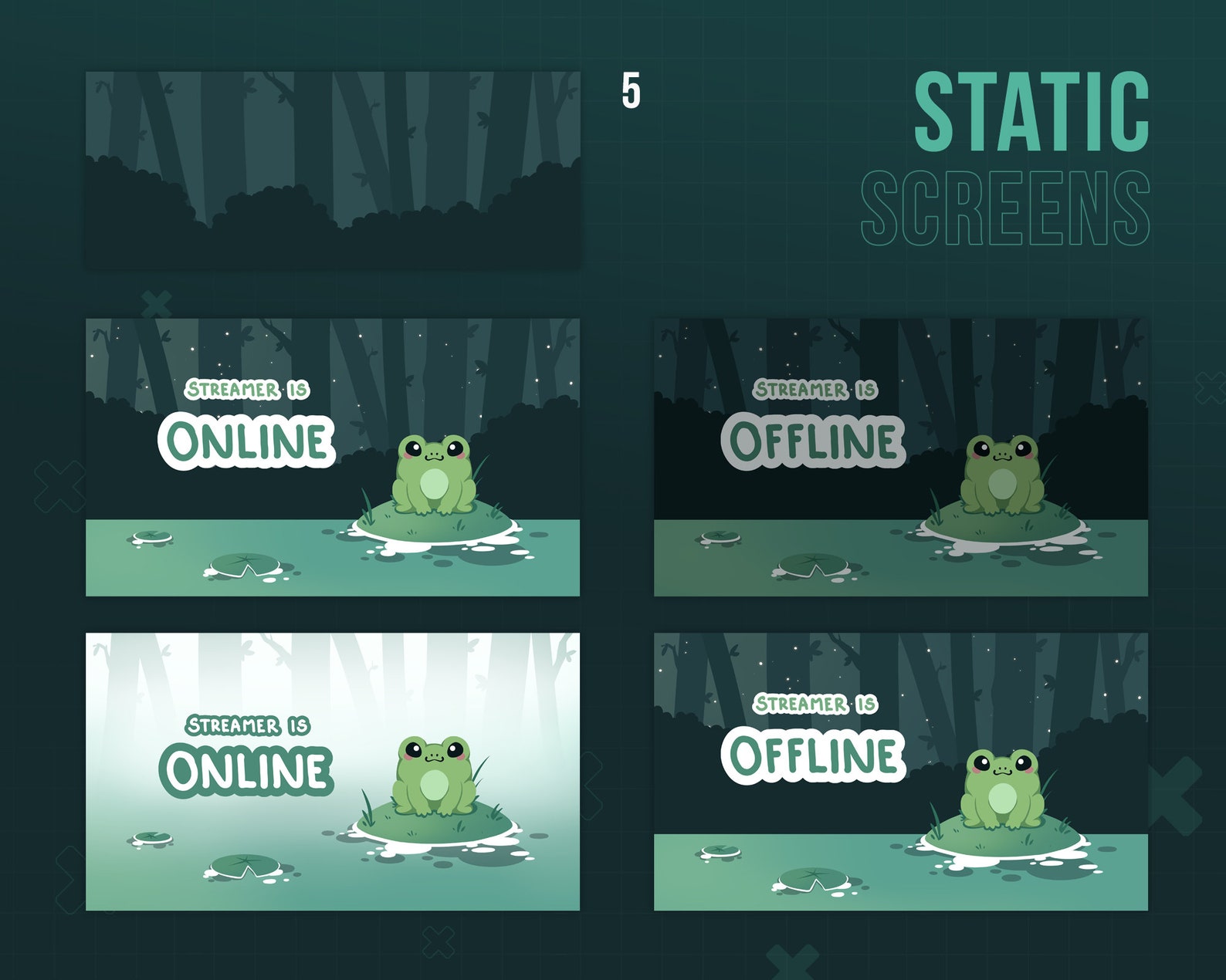 Frog Stream Pack Animated Stream Overlays Froggy Fantasy Forest ...