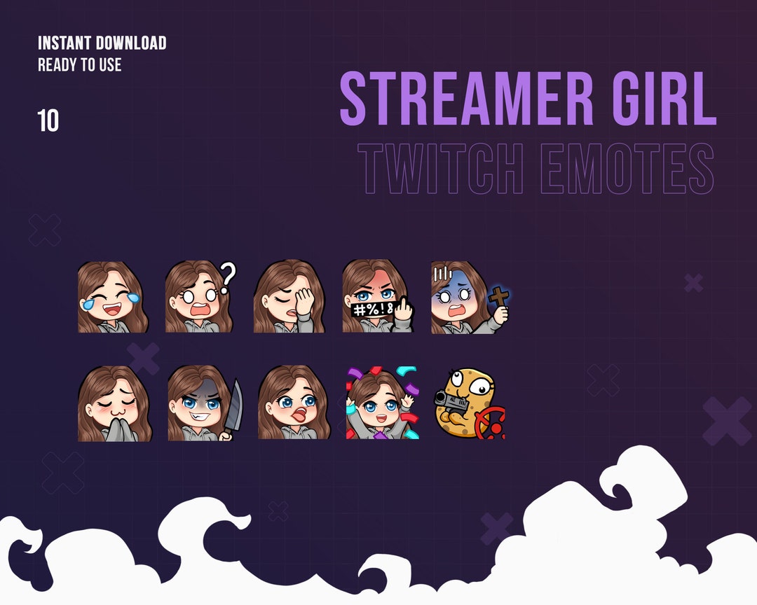 Streamer Girl Twitch Emotes | Cute Girl Emotes | Stream Emotes | Brown ...