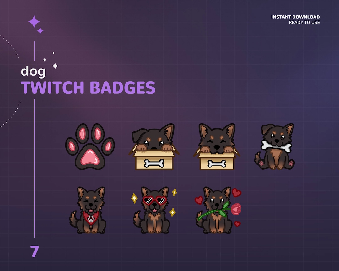 Dog Twitch Badges | Puppy Twitch Badges | Stream Sub & Bit Badges | Dog ...