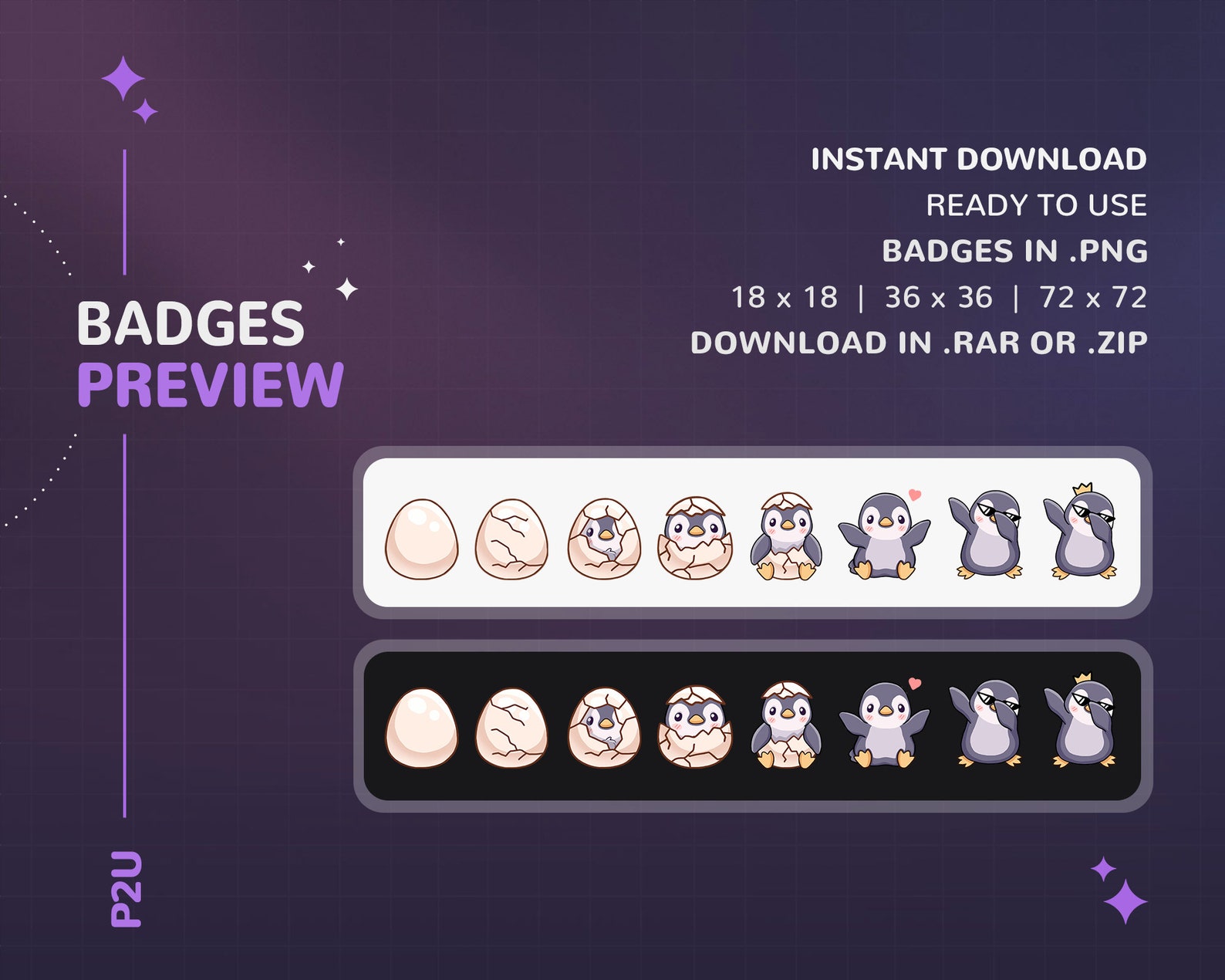 Penguin Badges Twitch | Stream Sub & Bit Badges | Penguin Bit Badges ...