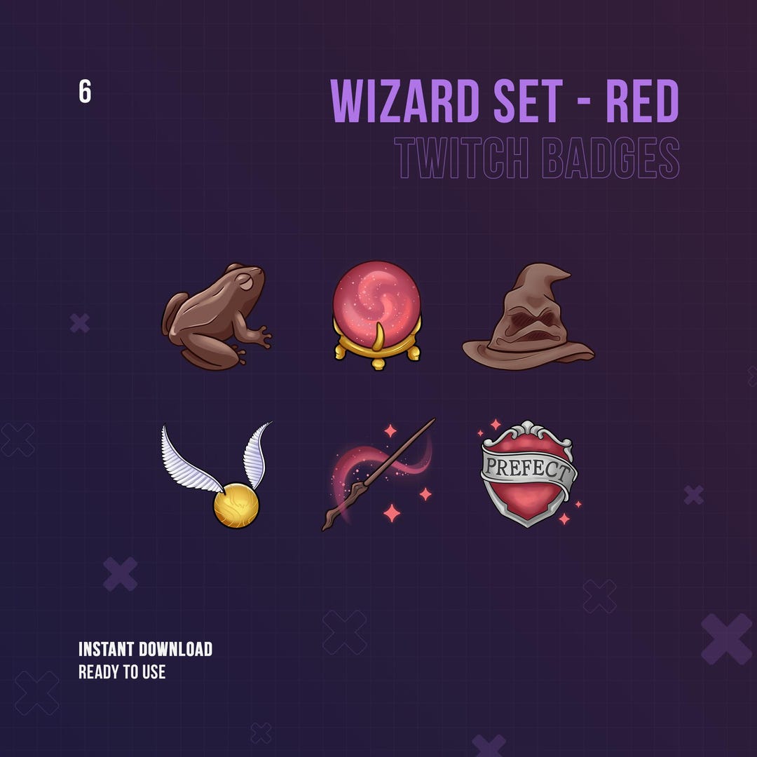 Red Wizard Set Twitch Badges | Stream Sub & Bit Badges | Harry Bit ...
