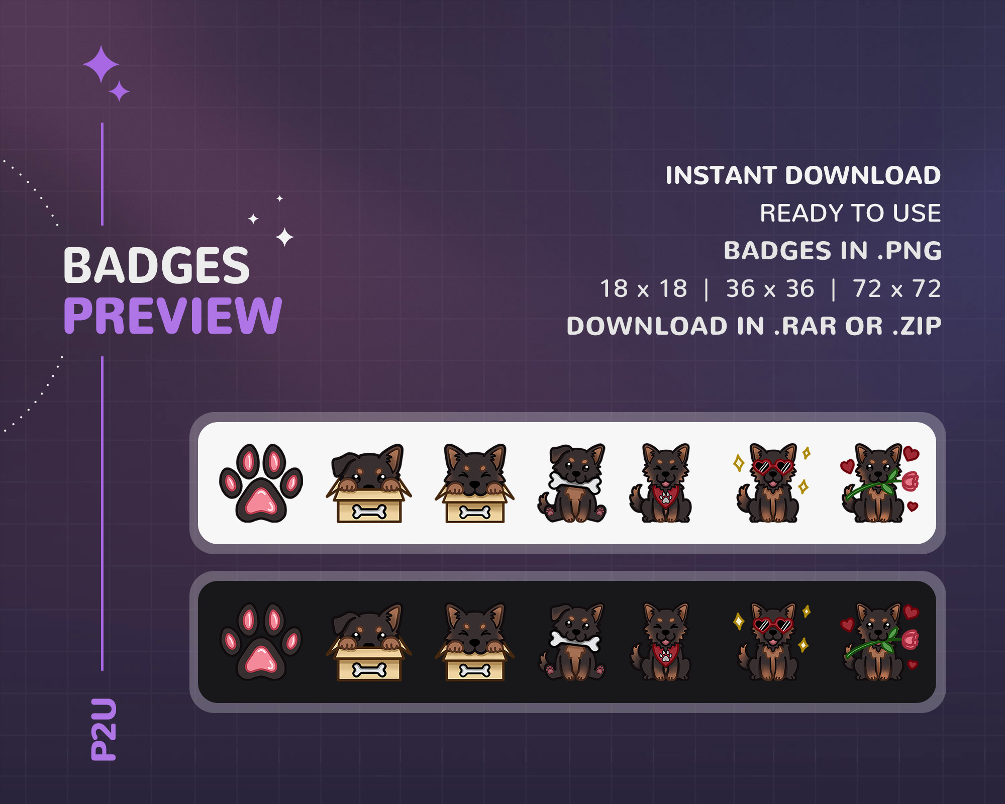 Dog Twitch Badges | Puppy Twitch Badges | Stream Sub & Bit Badges | Dog ...