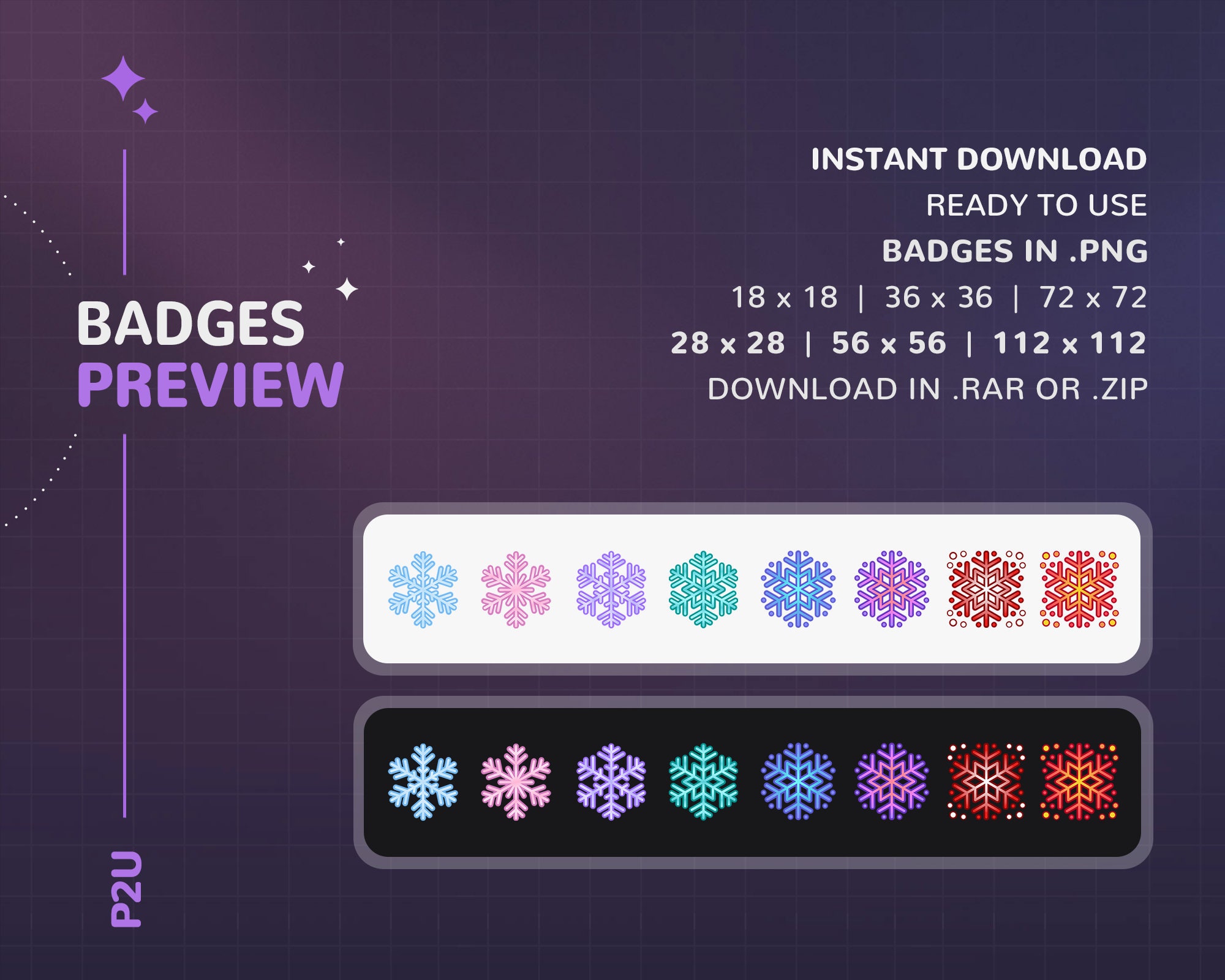 Christmas Twitch Badges | Snowflake Twitch Badges | Stream Sub and Bit ...