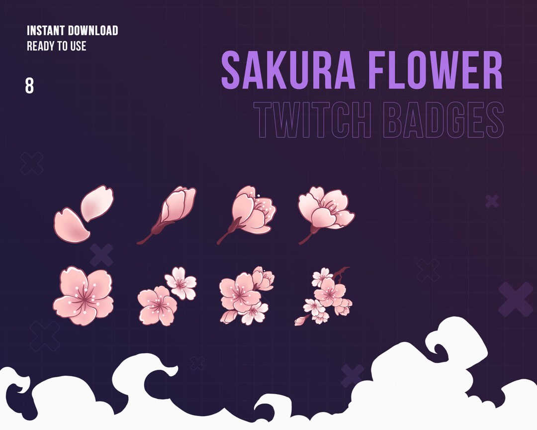 Sakura Flower Badges | Sakura Twitch Badges | Stream Sub & Bit Badges ...