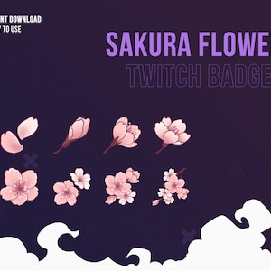 Sakura Flower Badges | Sakura Twitch Badges | Stream Sub & Bit Badges ...