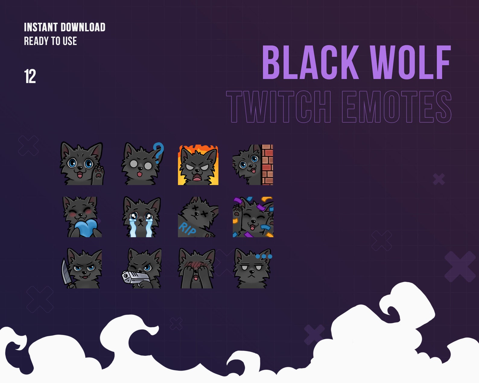 Wolf Twitch Emotes | Wolf Emotes | Stream Emotes | Wolf | Blackwolf ...