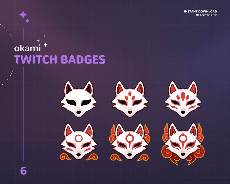 Kitsune Mask Twitch Badges Fox Twitch Badges Stream Sub - Etsy