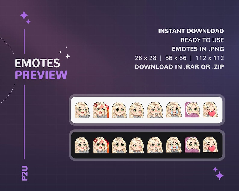 Twitch Emotes | Cute Girl Emotes | Stream Emotes | Blonge Hair and ...
