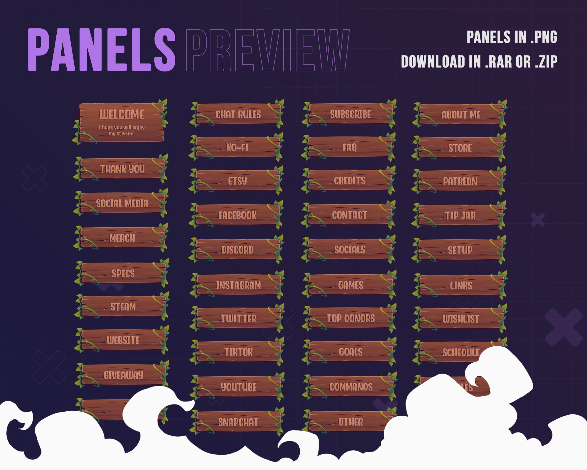 39 Wooden Twitch Panels | Wild Forest Stream Panels | Cozy and Cute ...
