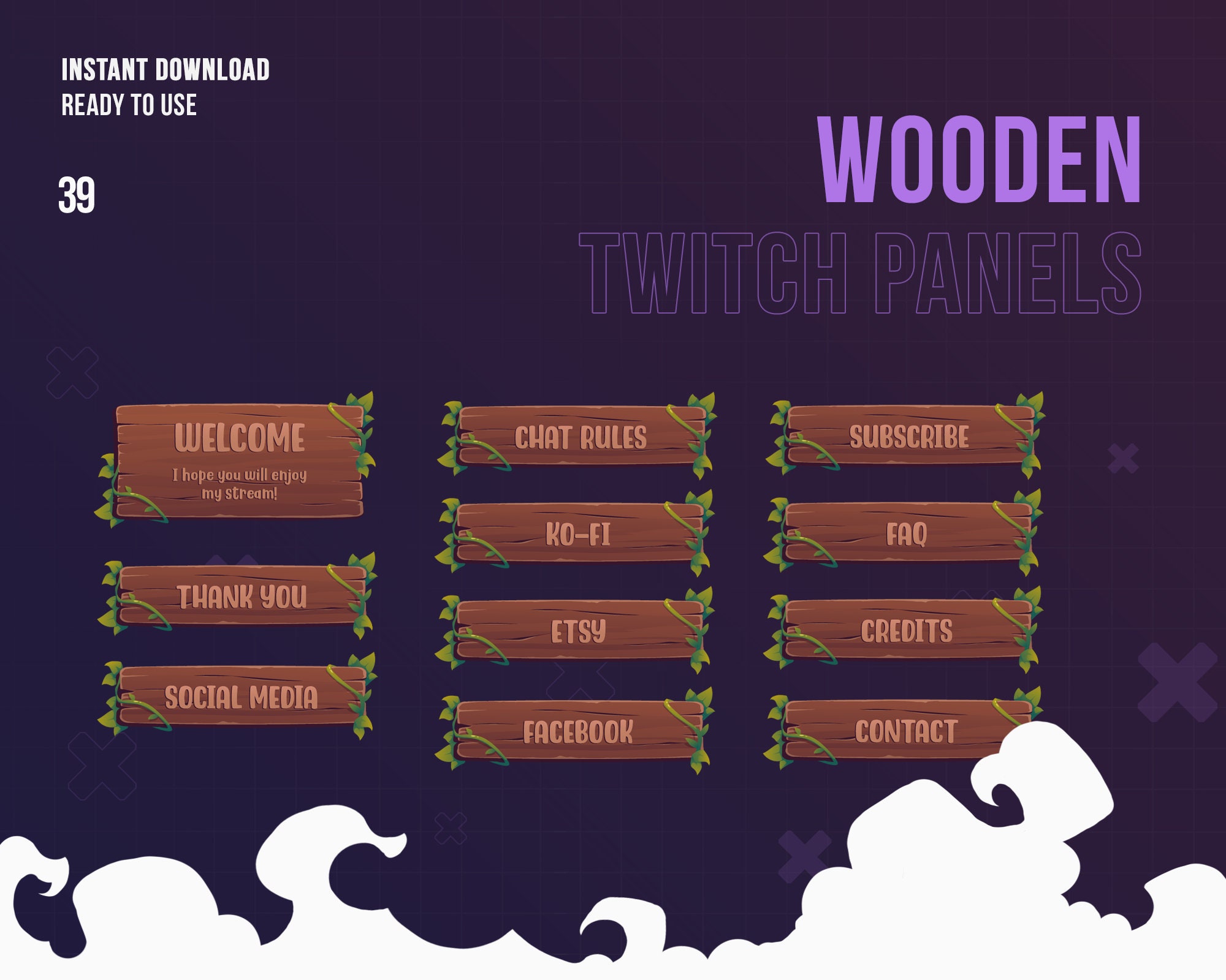 39 Wooden Twitch Panels | Wild Forest Stream Panels | Cozy and Cute ...