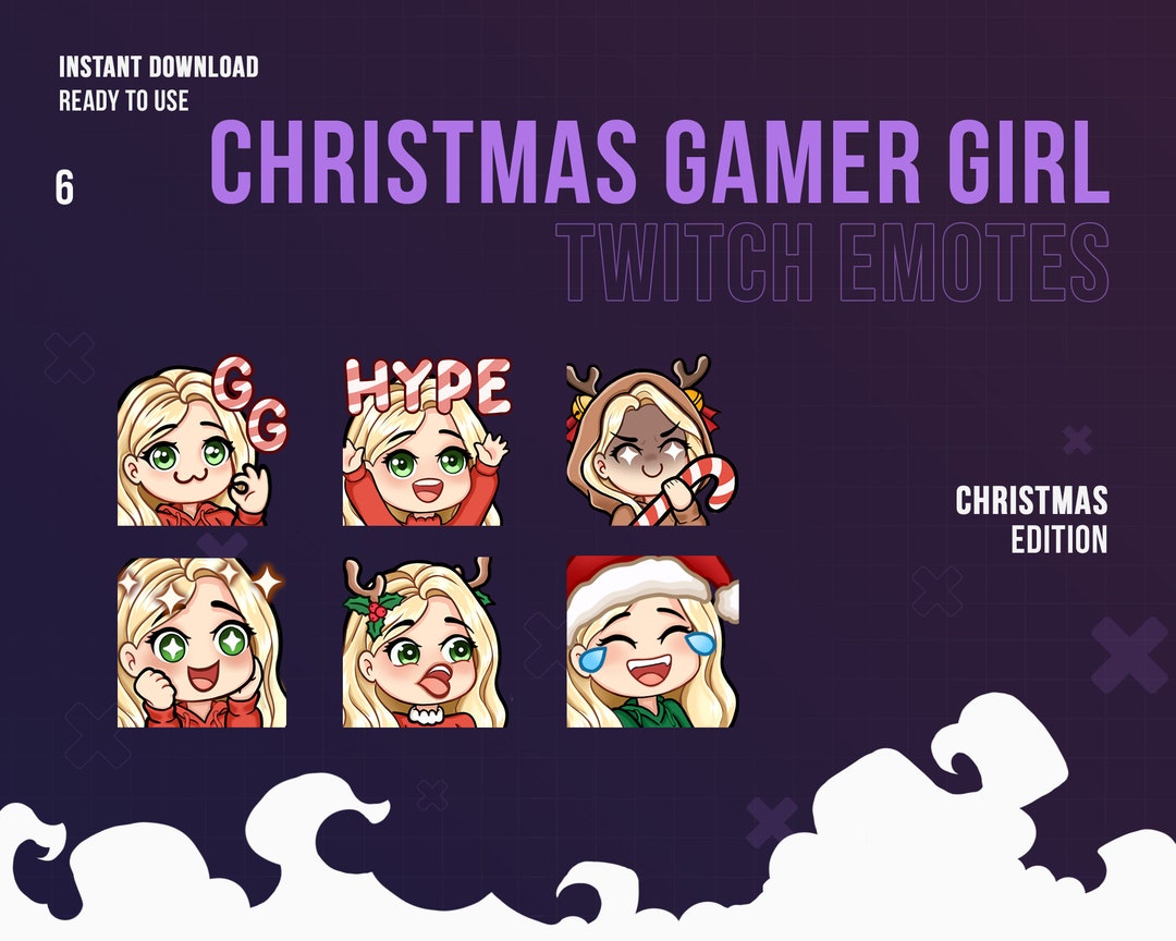 Christmas Gamer Girl Twitch Emotes | Cute Emotes | Winter Stream ...
