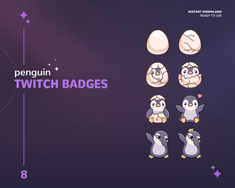 Penguin Badges Twitch | Stream Sub & Bit Badges | Penguin Bit Badges ...