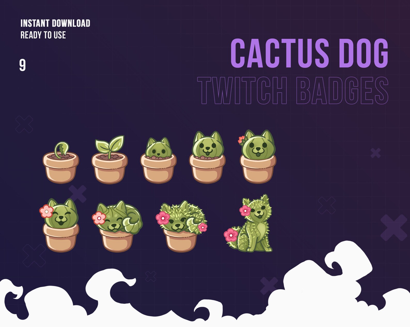 Cactus Dog Twitch Badges | Stream Sub & Bit Badges | Dog Bit Badges ...