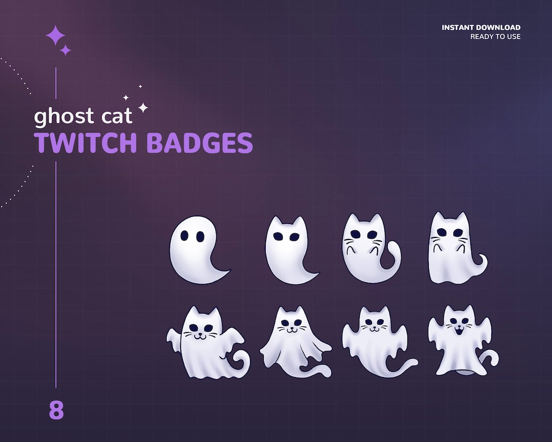 Ghost Cat Twitch Halloween Badges | Halloween Sub Twitch Badges ...