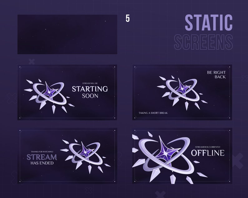 Night Star Stream Pack | Animated Overlays | Starry | Primogem | Streamer Assets | Twitch Set ...