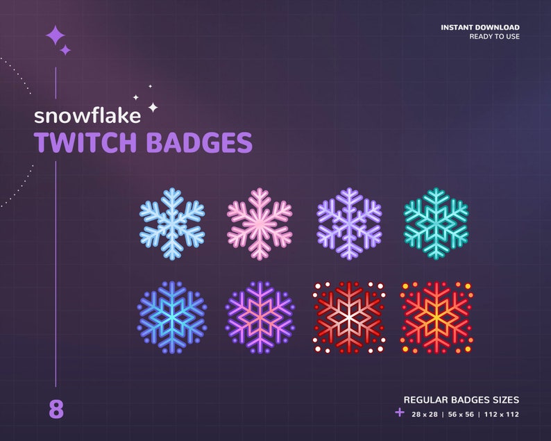 Christmas Twitch Badges | Snowflake Twitch Badges | Stream Sub and Bit Badges | Snow Twitch ...