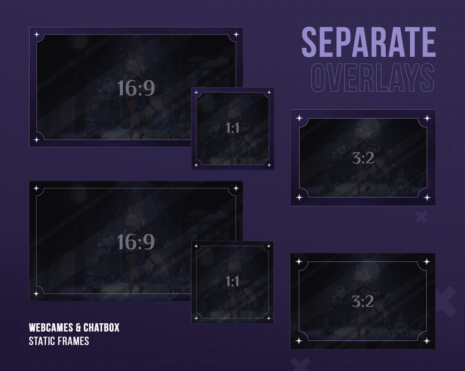 Night Star Stream Pack | Animated Overlays | Starry | Primogem ...