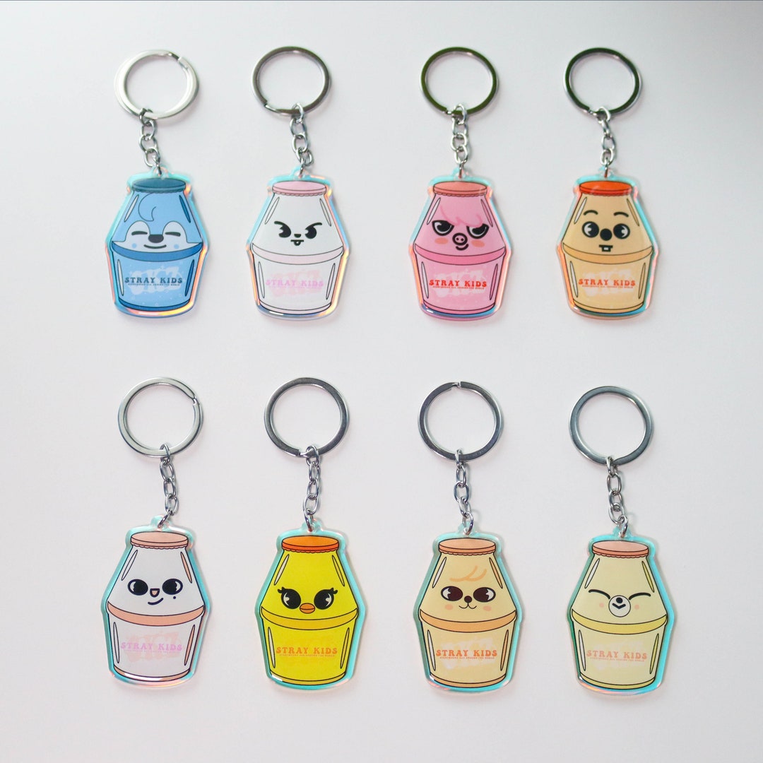Stray Kids SKZOO Bottle Keychains | Double Sided Rainbow Acrylic ...