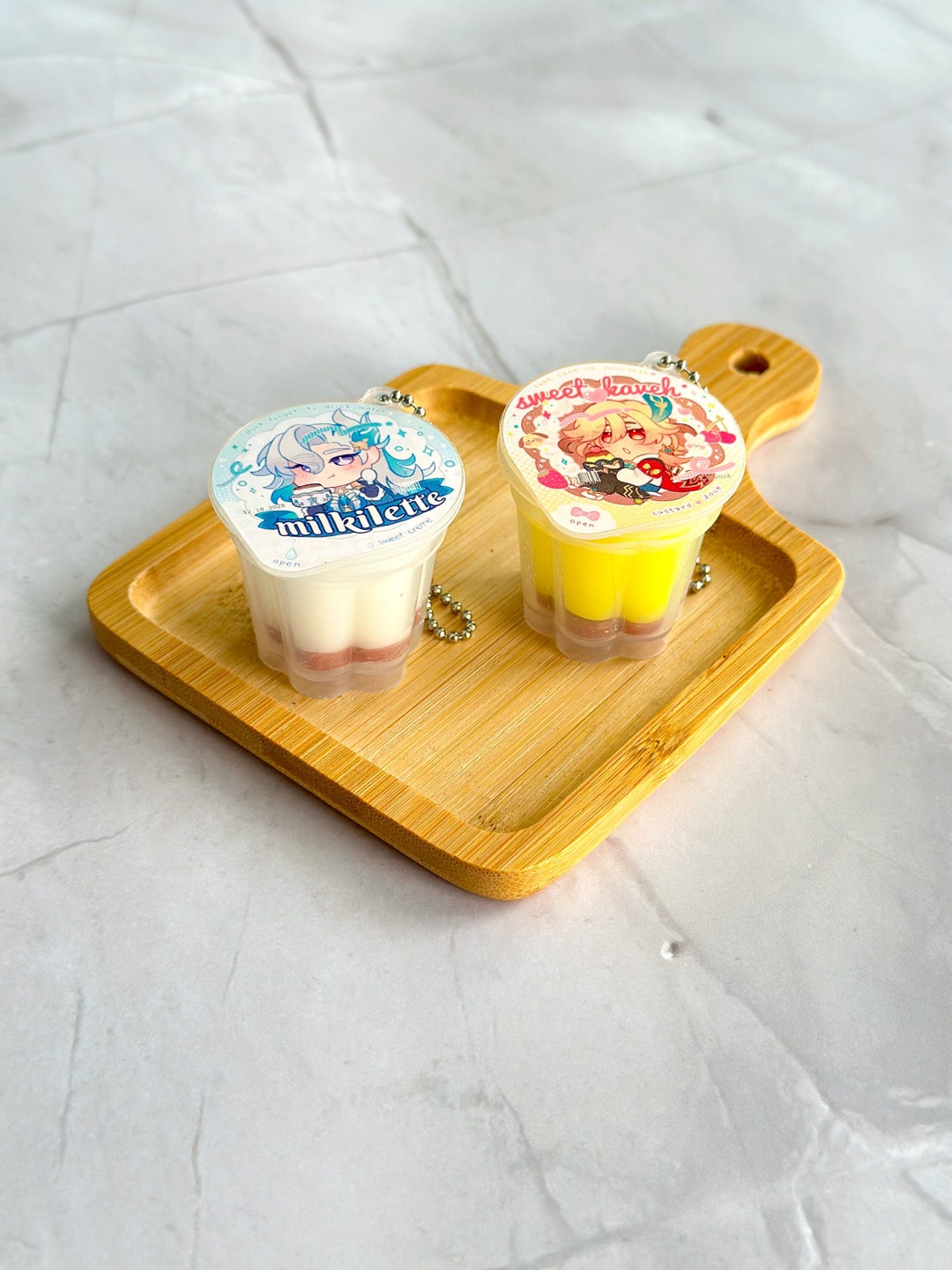 Genshin Impact | Kaveh & Neuvillette | Squishy Pudding Cup Keychain ...
