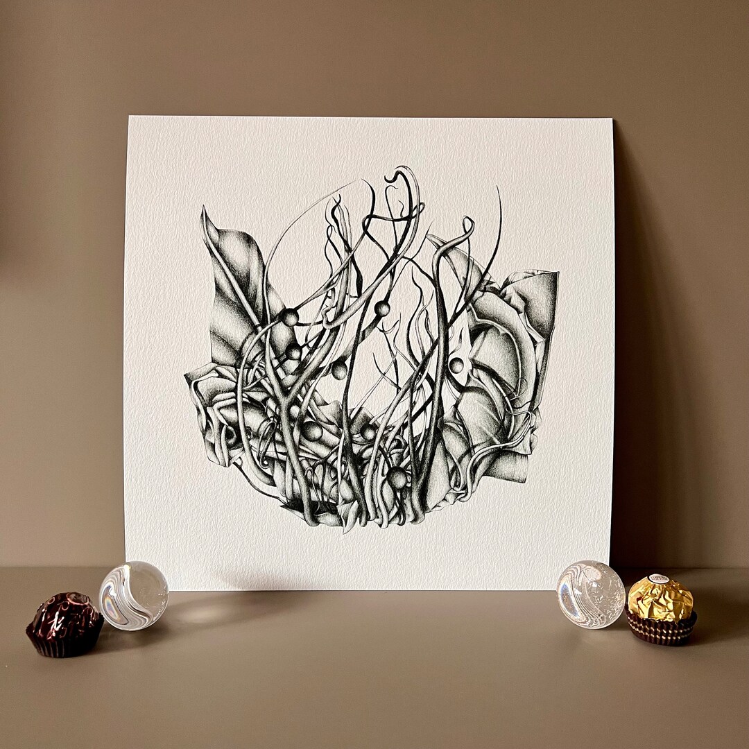 Black and White Pencil Drawing Print, Christmas Decor, Yalda Gift ...