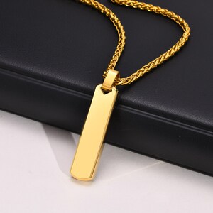 Customized Name Logo Rectangle Strip Bar Pendant for Women Men Long Box ...