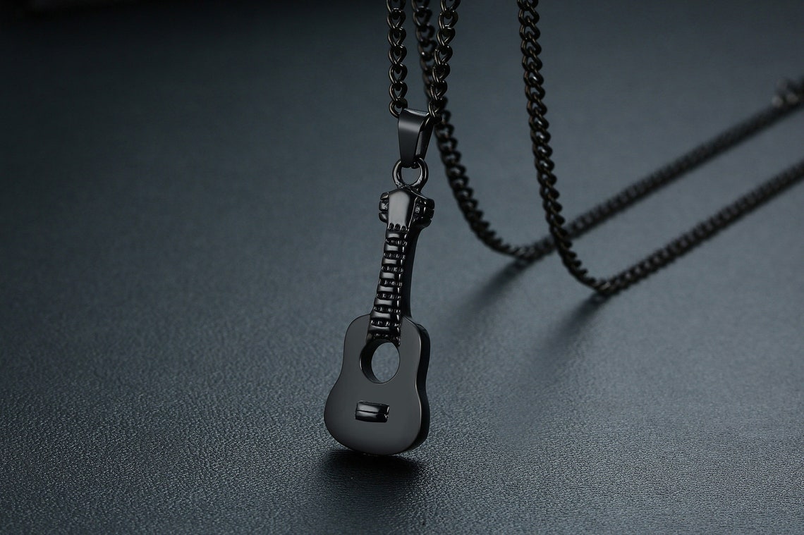 Guitar Pendant Personalized Necklace Cremation Urn for Ashes Openable ...