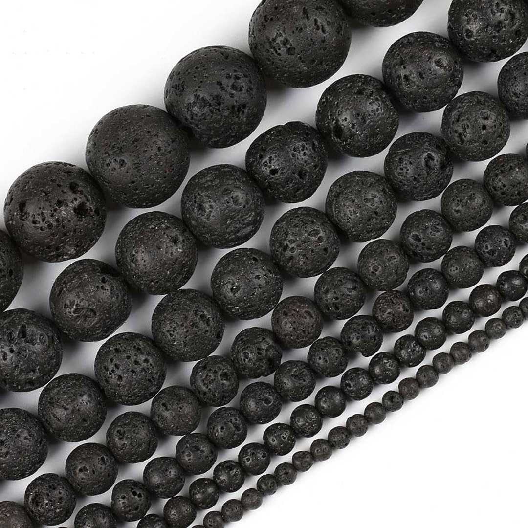 Natural Lava Rock Jewelry, Round Volcanic Beads, DIY Jewelry Making ...