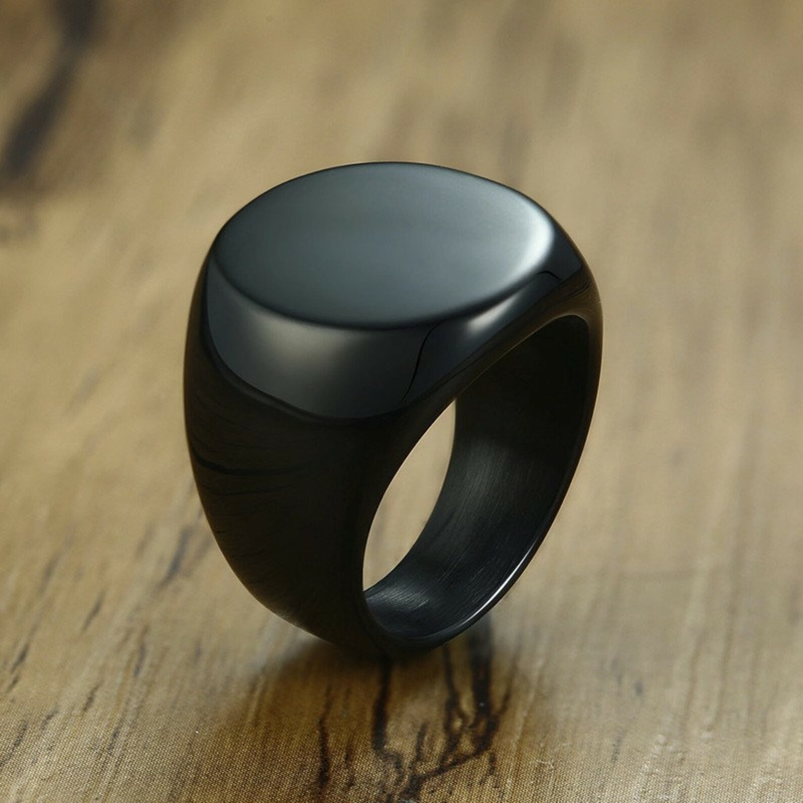 Custom Chunky Round Top Signet Ring Men Stamp Fraternal Punk Heavy ...