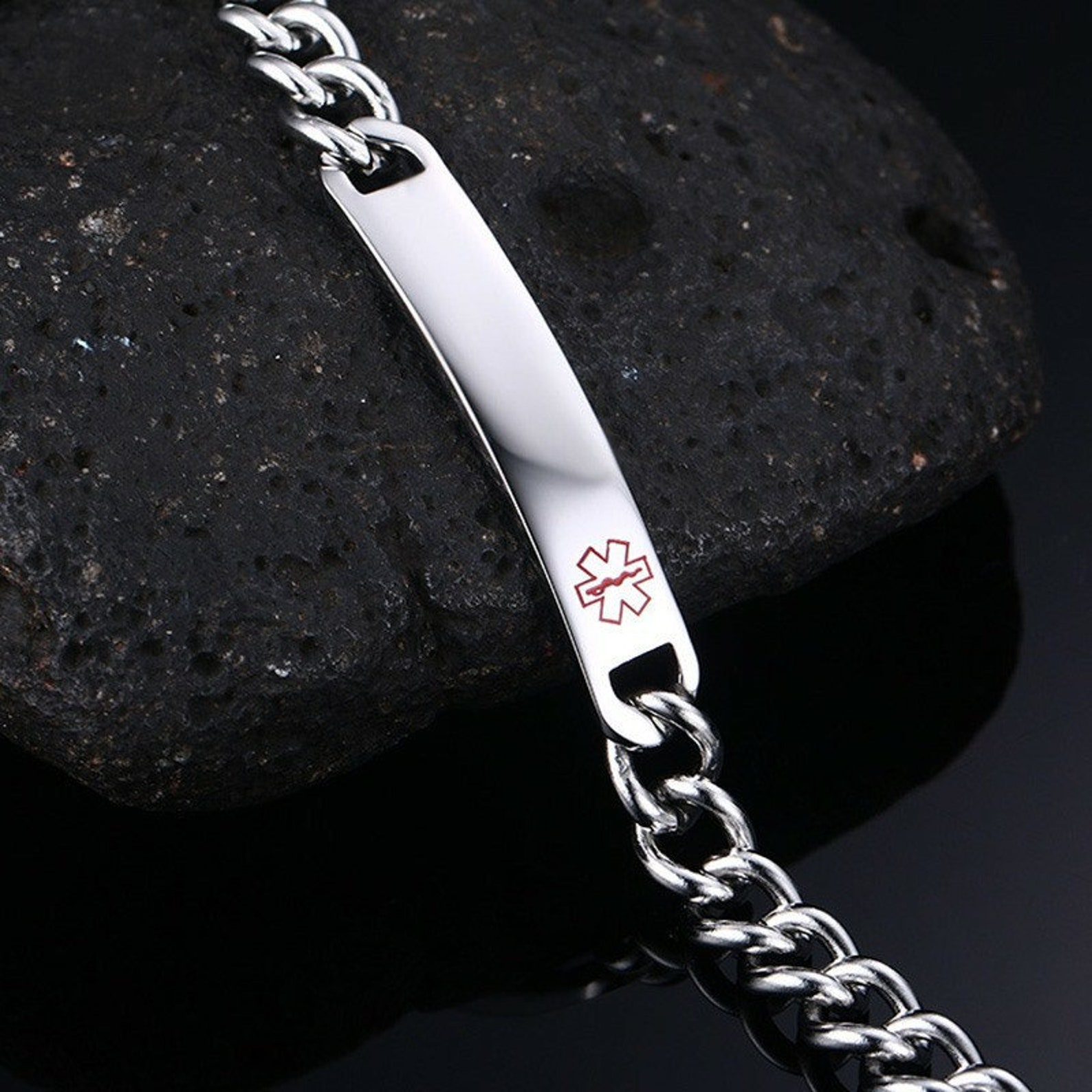 Women Men's Emergency ICE Medical ID Bracelet Stainless Steel Bracelet ...