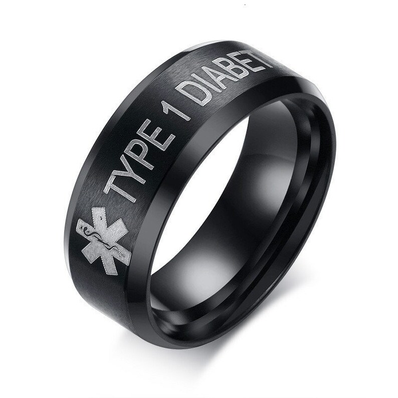 Men Personalized Medical Alert ID Ring Matt Surface Engraved - Etsy