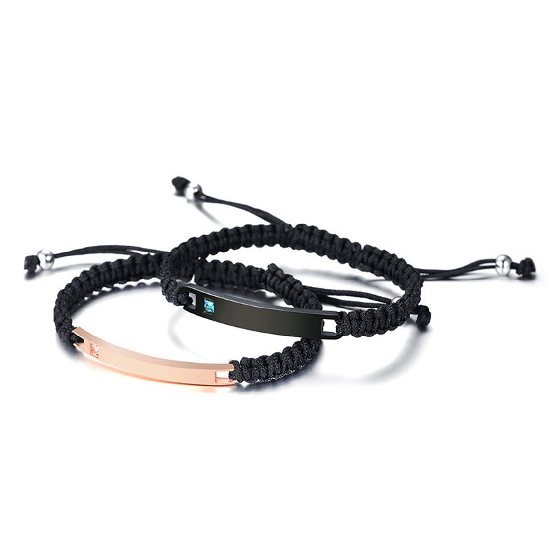 Personalized ID Tag His and Her Couples Bracelets Love Gifts Customize ...