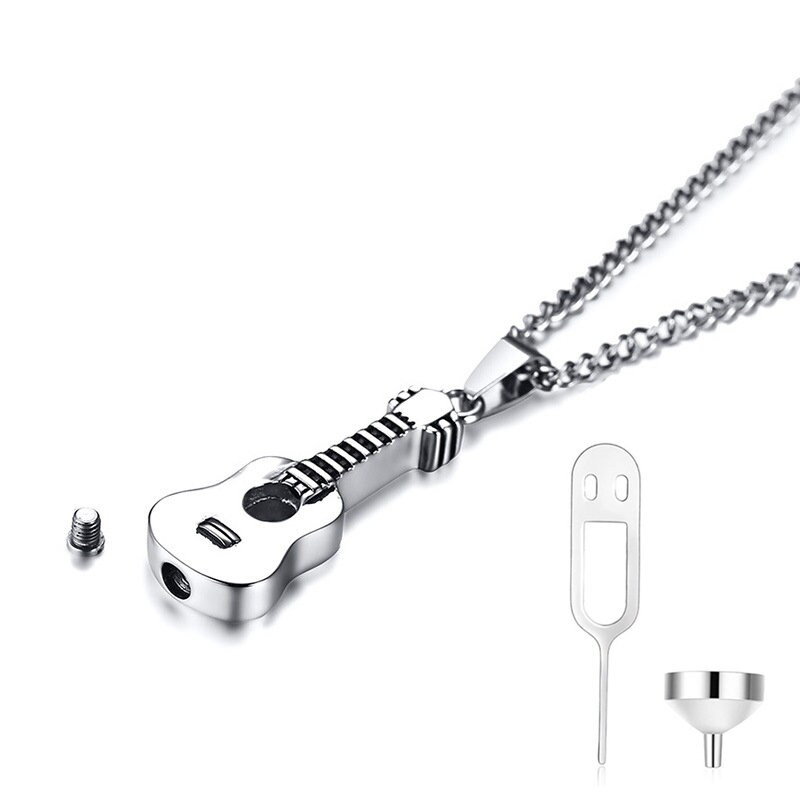 Guitar Pendant Personalized Necklace Cremation Urn for Ashes Openable ...