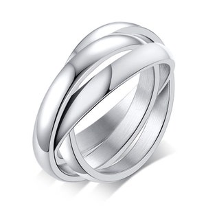 Personalized Triple Interlocked Engagement Ring for Men Women Stainless ...